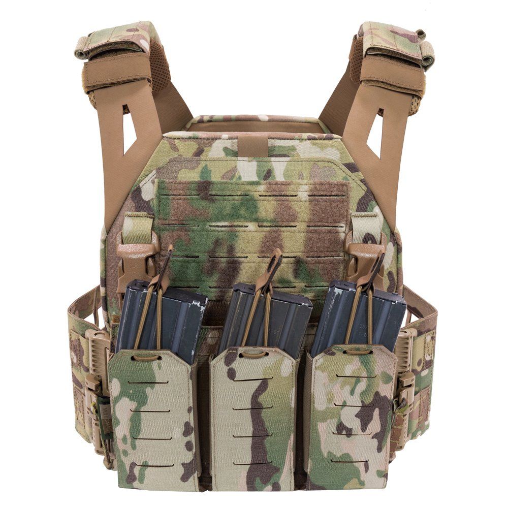Warrior Laser Cut LPC V2 Low Profile Plate Carrier with Ladder Sides and 5.56 Triple Bungee ...